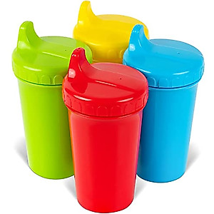 PLASKIDY Toddler Sippy Cups - Set of 4 Spill proof Cups for Toddlers 10 Ounce - Kids Sippy Cups with Removeable Silicone Valve Dishwasher Safe BPA Free Brightly Colored Childrens Sippy Drinking Cups