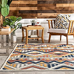 nuLOOM Arlene Colorful Tribal Indoor/Outdoor Area Rug, 5' x 7' 6", Blue