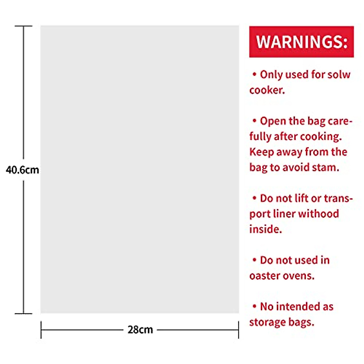 ECOOPTS Slow Cooker Liners Disposable Cooking Bags Small Size Pot Liners Fit 1QT to 3QT Suitable for Oval & Round Pot (10)