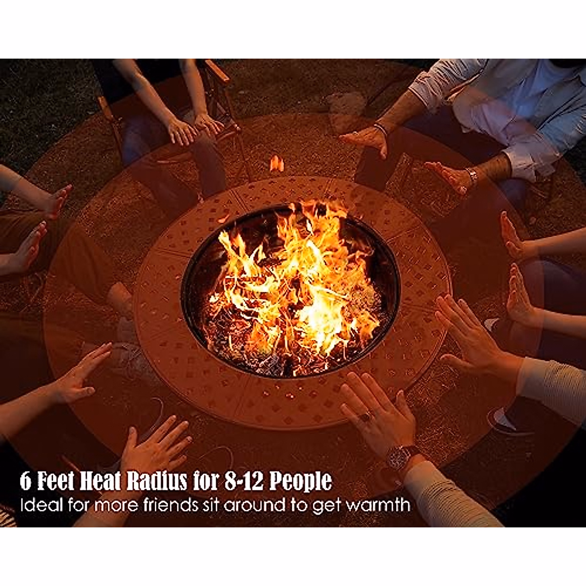 PAPABABE 42 Inch Outdoor Fire Pit with 2 Grill, Wood Burning Firepit for Outside with Lid/Fire Poker, Extra Large Heavy Duty Metal Round Table for Patio Backyard Garden Camping Bonfire