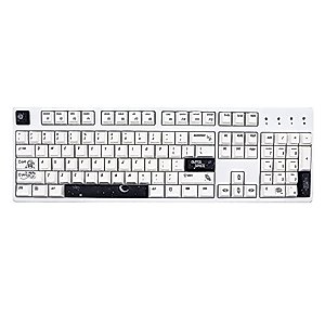 JSJT Space Keycaps 138 Keys White Keycaps Cherry Profile Keycaps PBT Dyed Sublimation Custom Keycaps for Cherry Gateron MX Switch Mechanical Gaming Keyboards