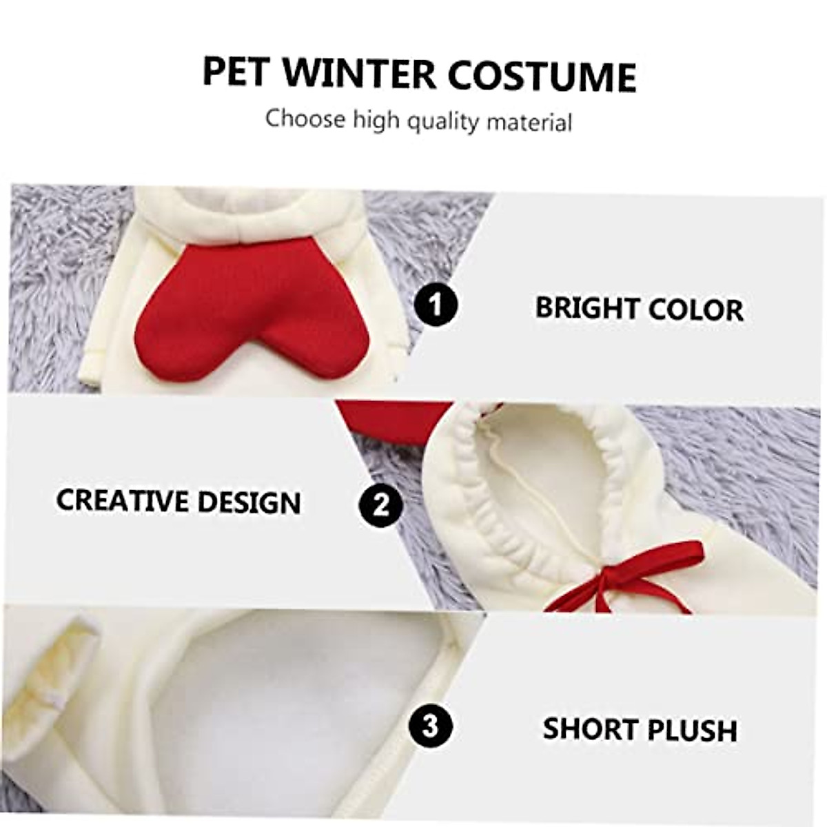Amosfun 1pc Pet Funny Dogs Hooded Coat - Xs Sweatshirt Party Holiday Christmas Soft and Snowsuit Cat Heart Outfit Cute Guinea Costume Small Winter Costumes Plush Cotton Shape Fall Gifts