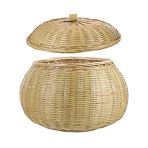 GANAZONO Bamboo Pumpkin Basket picnic basket food serving basket veggie basket go chess bowl fruit storage bowl toilet tank basket woven fruit basket Bamboo weaving storage rack to weave