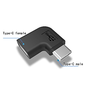 rgzhihuifz Type-C Right Angle Adapter,Type-C Male to Type-C Female Adapter， 2-Pack，90 Degree Type C Adapter,Right & Left Angled 90 Degree Type-C Extension Adapter for Laptop & Tablet & Mobile Phone