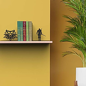 Witcher and Wolf, Bookends for Shelves, Book Ends for Office, Modern Bookends for Desk and Bookshelves, Metal bookends, Heavy Duty Metal Black Bookend Support, Creative Book Ends.