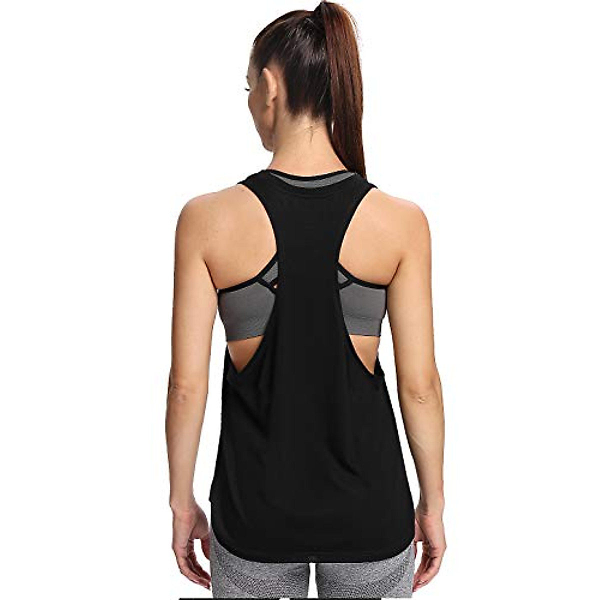 Ullnoy Workout Tank Tops for Women Running Muscle Tanks Sleeveless Loose Fit Gym Yoga Sport Shirts-5 Pack Black/White/Dark Gray/Army/Blue M