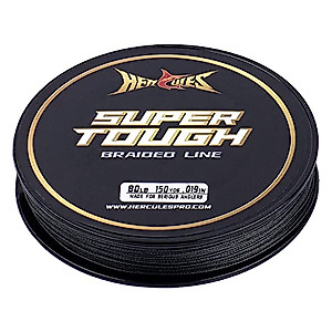 HERCULES Super Tough Braided Fishing Line 20 pounds Test Black 20LB (150 Yards) - 4 Strands