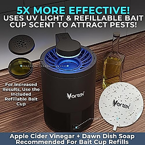 Vortex Indoor Insect Trap - Catcher & Killer for Fruit Flies, Gnat, Mosquito, Moth - UV Light Non Zapper Suction Glue Board - Bug Light Fruit Fly Trap