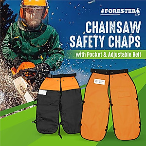 FORESTER Chainsaw Chaps for Men - Adjustable Belt - Chain Saw Chaps for Men, Apron Style W/Pocket, Chainsaw Safety Equipment, Chainsaw Safety Gear, Chainsaw Safety Chaps for Weed Eater