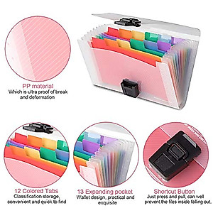 xutong 4 Pack Small Accordion File Organizer with 13 Pocket, A6 Size, Colorful Stylish Appearance, Made from Polypropylene Plastic, Practical and Portable