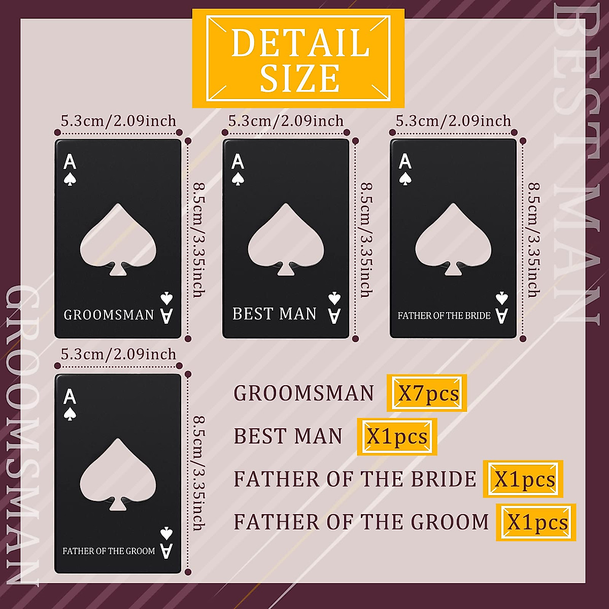 10 Pieces Groomsmen Bottle Opener Poker Card Bottle Openers Stainless Steel Metal Beer Bottle Openers for Home Kitchen Bar Restaurant Party Wedding
