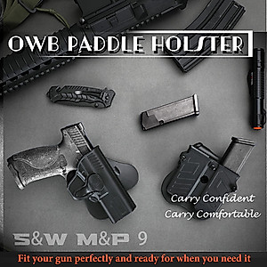 M P 9mm Holster fits S&W M&P 2.0 9mm/40, Smith & Wesson M&P 9mm(Not Shield), S&W SD40VE/SD9VE, Outside Waistband Holster, OWB Paddle Tactical Gun Holster, Adjustable Cant, Quick Release - Right Handed