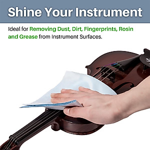 CATIFLIN 8 Pack Large Instrument Cleaning Cloth, Lint Free Guitar Cleaning Cloth, Soft Polishing Cloth For Flute, Cello, Viola, Violin, Trumpet, Clarinet, String Instruments (12"X12", Light Blue)