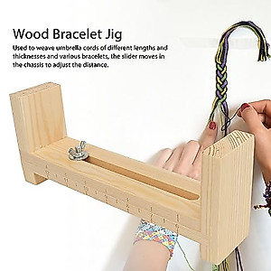 Alomejor Wooden Paracord Bracelet Jig Adjustable Craft Tool Kit for DIY Braiding Weaving Simple Portable with Adjustable Distance Slider