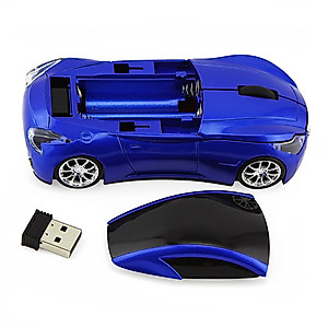 Sport Car Shape Mouse 2.4GHz Wireless Optical Gaming Mice 3 Buttons DPI 1600 Mouse for PC Laptop Computer (Blue)