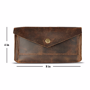 The Antiq Leather Currency Pouch, Money Organiser, Coin Purse, Retro Clutch Wallet for Men & Women, Cash Wallet, Cash Envelope, Currency Pouch with Mobile Pocket