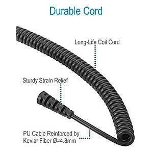 Heavy Speaker Mic with Reinforced Cable for Kenwood Radios NX-220 NX-320 TK-2160 TK-2170 TK-2212 TK-2302 TK-2312 TK-2360 TK-2402 TK-3160 TK-3170 TK-3230 TK-3312 TK-3360 TK-3402, Shoulder Microphone