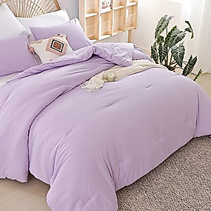 weigelia Lavender Queen Comforter Set 3PCS Purple Comforter Modern Bedding Comforter Set for All Season Soft Lightweight Microfiber Comforter Set (1 Comforter, 2 Pillowcases)