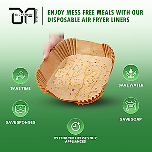 INGRAINED KITCHEN Air Fryer Paper Liners Disposable,125PCS, Airfryer Liners 9 Inch, Nonstick-Water & Oilproof-Unbleached Parchment Paper, For All Appliances, Fry Roast Bake Steam Microwave