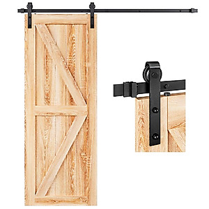 EaseLife 5 FT Heavy Duty Sliding Barn Door Hardware Track Kit,Basic J Pulley,Slide Smoothly Quietly,Easy Install (5FT Track Kit for 26"~30" Wide Single Door)