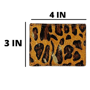 Cheetah Print Faux Fur with Gold Tone Accents Credit Card Holder for Women, Cute Minimalist Holders for Cards and Money, Small Wallets for Purse, 3 x 4 Inches