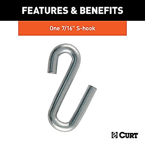 CURT 80040 27-Inch Trailer Safety Chain with 7/16-In S-Hooks, 5,000 lbs Break Strength