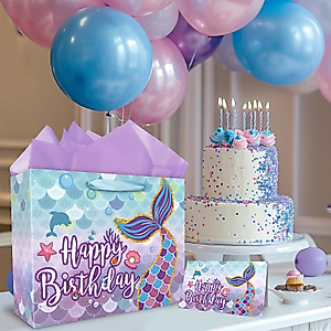 MDCGFOD 13" Large Birthday Gift Bag with Tissue Paper and Card, Birthday Gift Bag for Kids, Happy Birthday Gift Set for Birthday Theme Party Favors Supplities Baby Showers Shoppings Bag