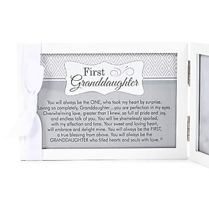 The Grandparent Gift Company- 4 x 6 Double Hinged Table or Shelf Frame-“First Granddaughter” - Baby Reveal or Baby Shower