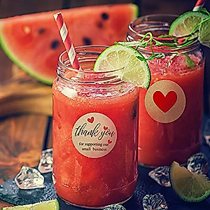 MGHLB 1.5'' Thank You Stickers, 1000PCS Kraft Paper Small Business Love Adhesive Label Rolls for Envelopes, Bags, Boxes, Handicrafts