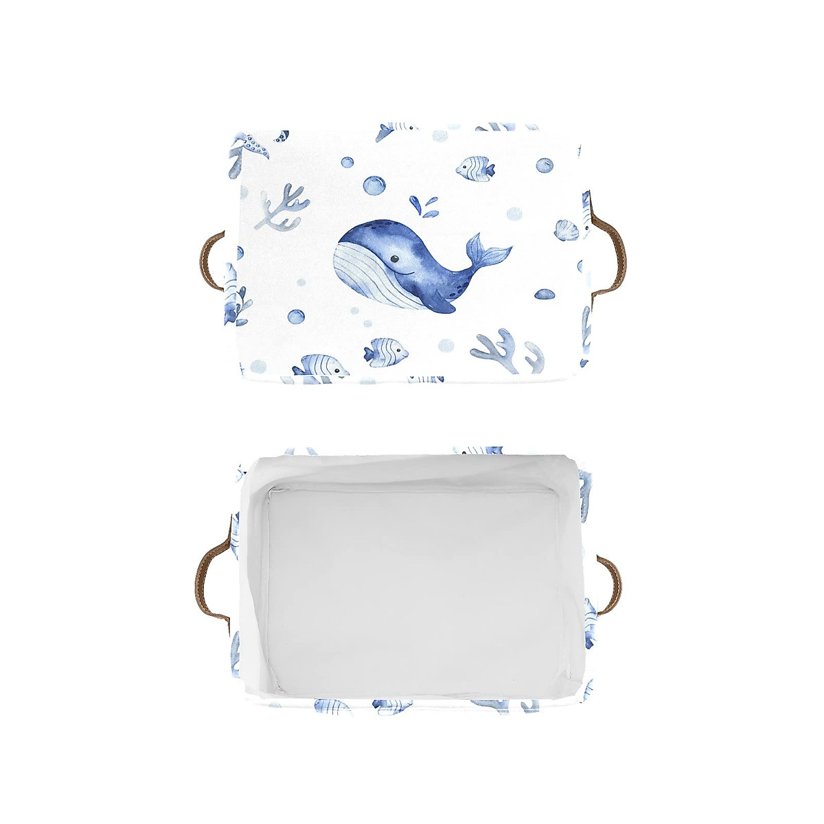 Whale Octopus Fish Personalized Storage Bins Custom Baskets Cubes Organizer With Handle for Home Nursery Supplies Clothes Toy 1 Pack