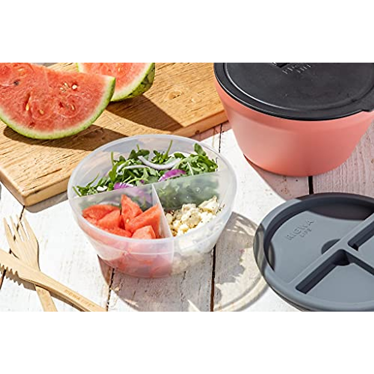 RIGWA LIFE |Custom Removable Inserts for RIGWA Food Containers | Meal Prep Bowls | Divided Food Storage Containers with Lids | Divide & Conquer (Set of 2) |