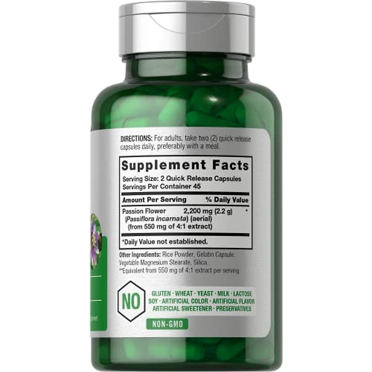 Passion Flower Capsules | 2200mg | 90 Count | Non-GMO & Gluten Free Extract Supplement | by Horbaach