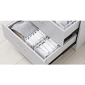 Domika 5pcs Wardrobe Clothes Organizer, Foldable Visible Closet Drawer Grid Storage Box , Portable Washable Storage Containers with Multiple Layers for Leggings, Jeans, T-shirts, Skirts (5PCS Set, White)