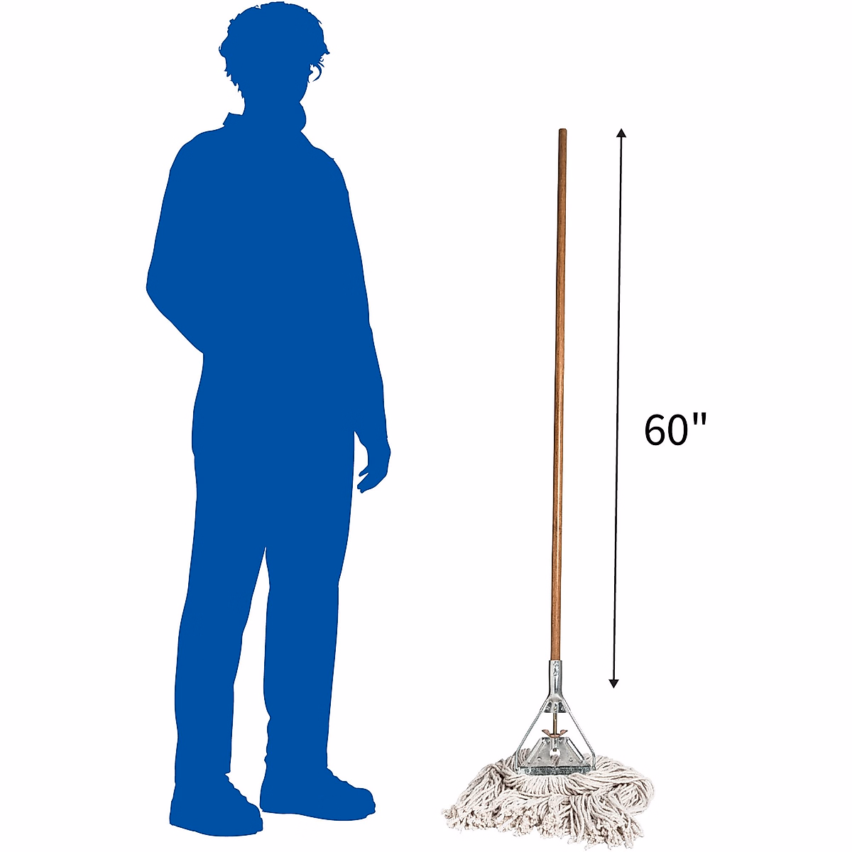 Genuine Joe-GJO54201 Cotton Wet Mop with Handle 60" Width x 0.94" Height; Cotton HeadWood Handle – Lightweight