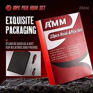 AMM 10-Piece Pick and Hook Set, Precision Automotive Pick Tool Set for Car Auto Oil Seal/O-Ring Seal Gasket Pick Mini Hooks Puller Remover Perfect for Automotive and Electronic Tools