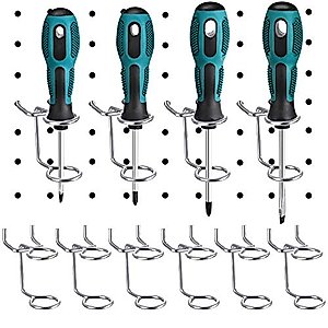 12 Pieces Screwdriver Organizer Tool Holders Multi-Tool Holder Double-Ring Tool Holders Pegboard Accessories Household Tools Organizer Racks Storage System Hand Tools for Kitchen, Garage, Workbench
