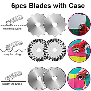 Rotary Cutter with 5pc Ø 45mm Cutting Blades Fabric Paper Cutter, Cloth Sewing Cutter Craft Supplies and Quilting Accessories, For Right- and Left-handed Users