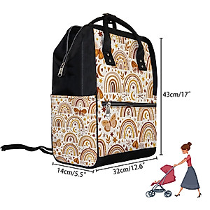 Vantaso Diaper Bag Backpack for Mom Mininalist Boho Rainbow Butterfly,Diaper Bags for Women,Large Capacity Diaper Changing Bag Multifunction Travel Backpack for Men