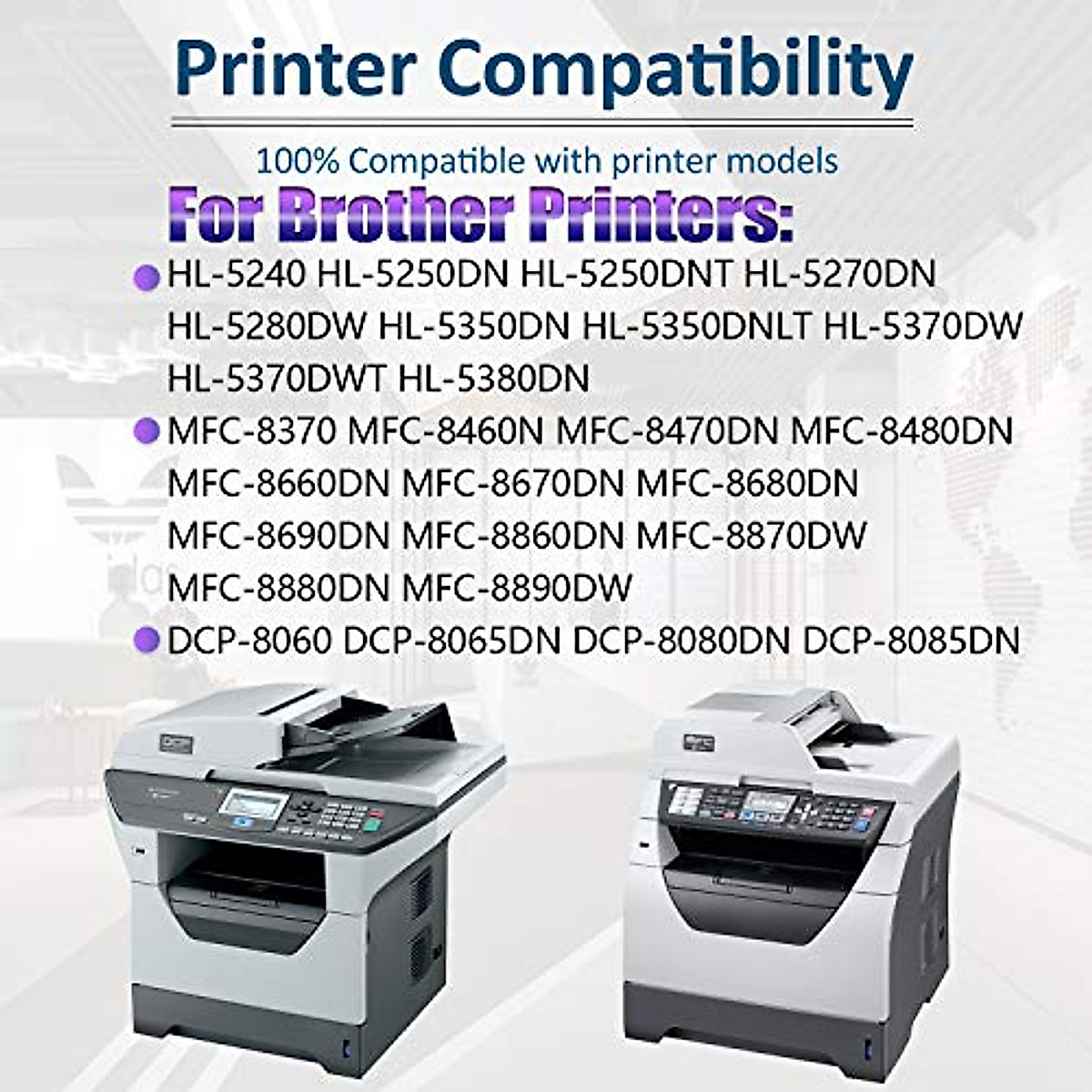 2 Pack TN-620 Black TN620 High-Yield Toner Compatible Toner Cartridge Replacement for Brother HL-5240 HL-5250DNT HL-5270DN HL-5250DN MFC-8370 MFC-8460N MFC-8670DN DCP-8060 DCP-8065DN Printers.