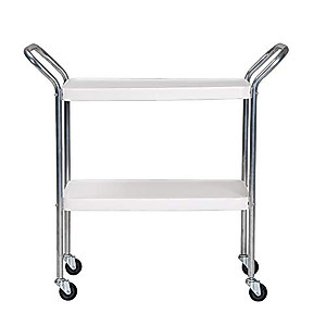 COSCO Stylaire 2 Tier Serving Cart, White & Silver
