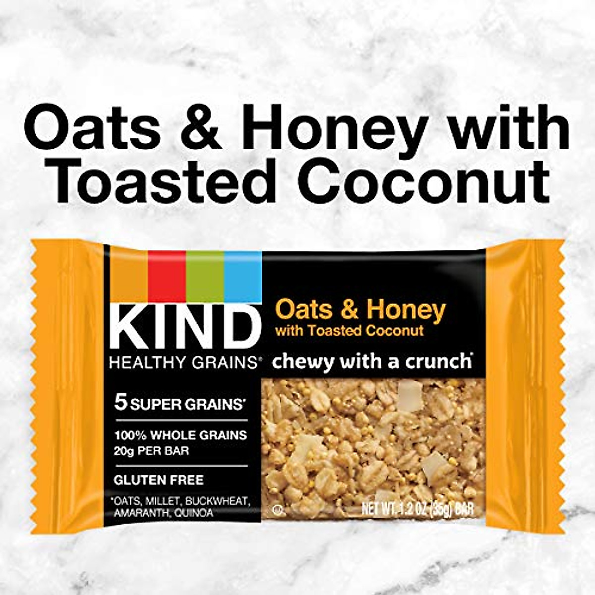 KIND Healthy Grains Bars, Oats & Honey With Toasted Coconut, Healthy Snacks, Gluten Free, 40 Count
