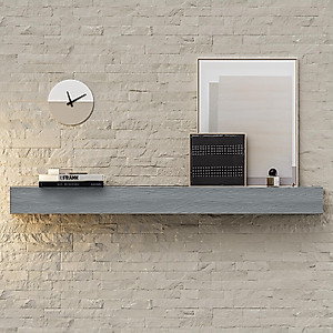 THLYNSAM Fireplace Mantel 72 inches Floating Shelf with Rustic Finish Wood Wall Shelf with Invisible Heavy Duty Bracket for Living Room Décor, 72L x 6H x 8D, Brown