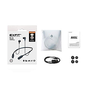 EXFIT BCS-150 | Wireless Bluetooth Headphones Neckbands with Clear Calls, Powerful Bass, Noise Reduction for Home Office, Video Conference (Black)