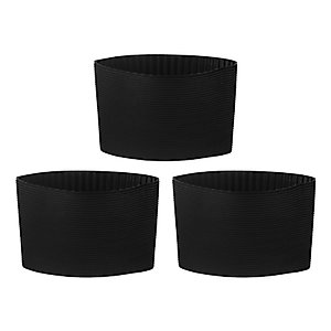 uxcell 3Pcs Coffee Cup Sleeve, Silicone Cup Sleeve Non-slip Glass Water Bottle Mug Sleeves Black