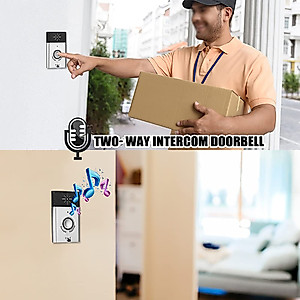 Tosuny Wireless Voice 2Way Intercom Doorbell with Builtin Speaker, Home Security Access Control System with 6 Months Long Standby time, Door Chime