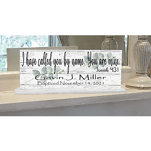 Baptsim Gift For Boys or Girls Personalized Christening Plaque Keepsake Present Bible Verse With Child's Name and Baptism Date (Called By Name)