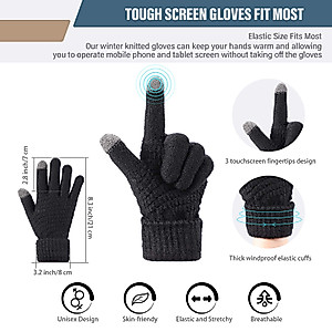 9 Pieces Winter Knit Beanie Hat Neck Warmer Touchscreen Gloves Set Fleece Lined Knitted Caps Circle Loop Scarf Knitted Gloves for Men Women