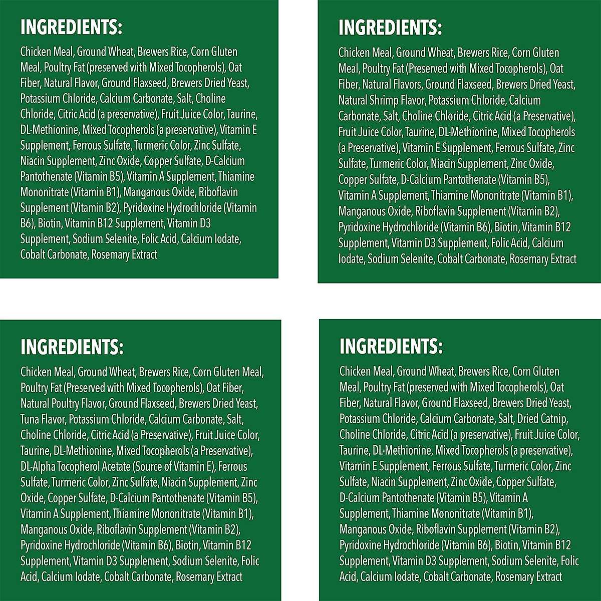 Greenies (4 Pack Feline Dental Cat Treat Variety Bundle 4 Flavors - 2.1oz Each Bag