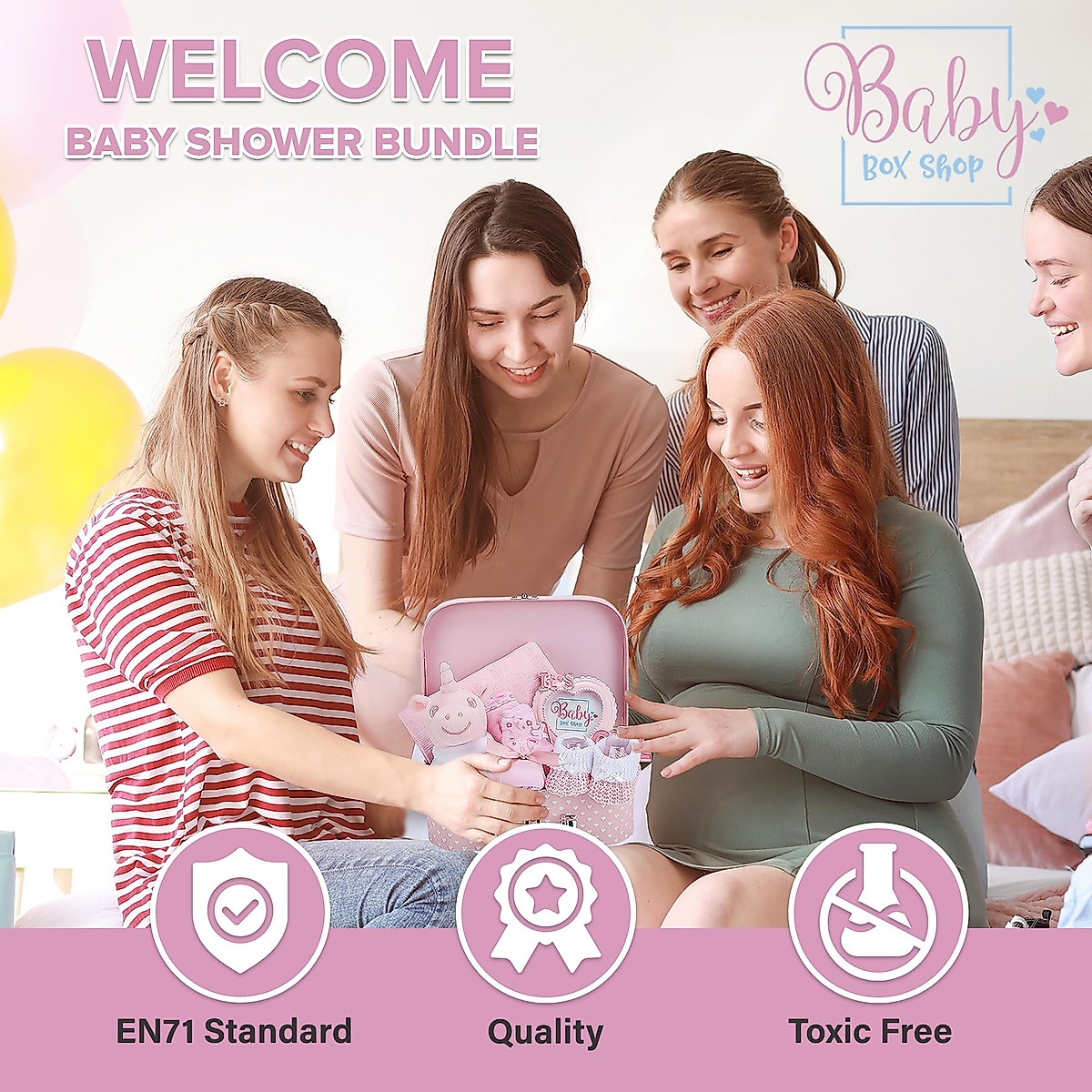 Baby Box Shop New Baby Girl Gifts - Includes 7 Newborn Girl Essentials for Newborn Baby Girl, Ideal Baby Shower Gifts for Girls Newborn and Christenings - Baby Girl Newborn Essentials Gift Basket