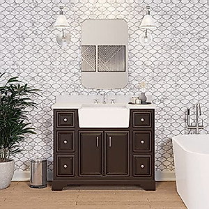 Kitchen Bath Collection Zelda 42-inch Farmhouse Vanity (Quartz/Chocolate): Includes Chocolate Cabinet with Stunning Quartz Countertop and White Ceramic Farmhouse Apron Sink